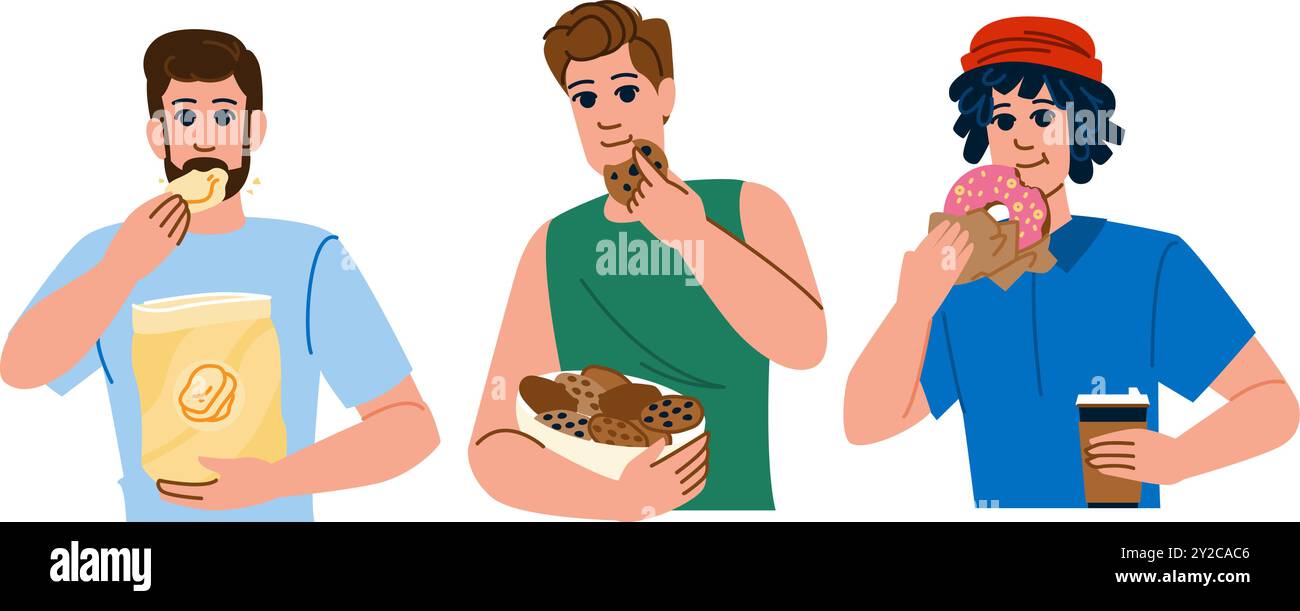 pretzels man eating snacks vector Stock Vector Image & Art - Alamy