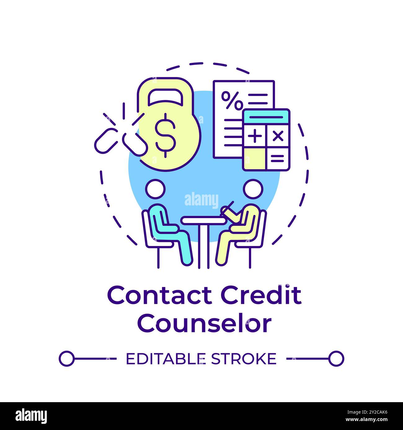 Contract credit counselor multi color concept icon Stock Vector Image ...