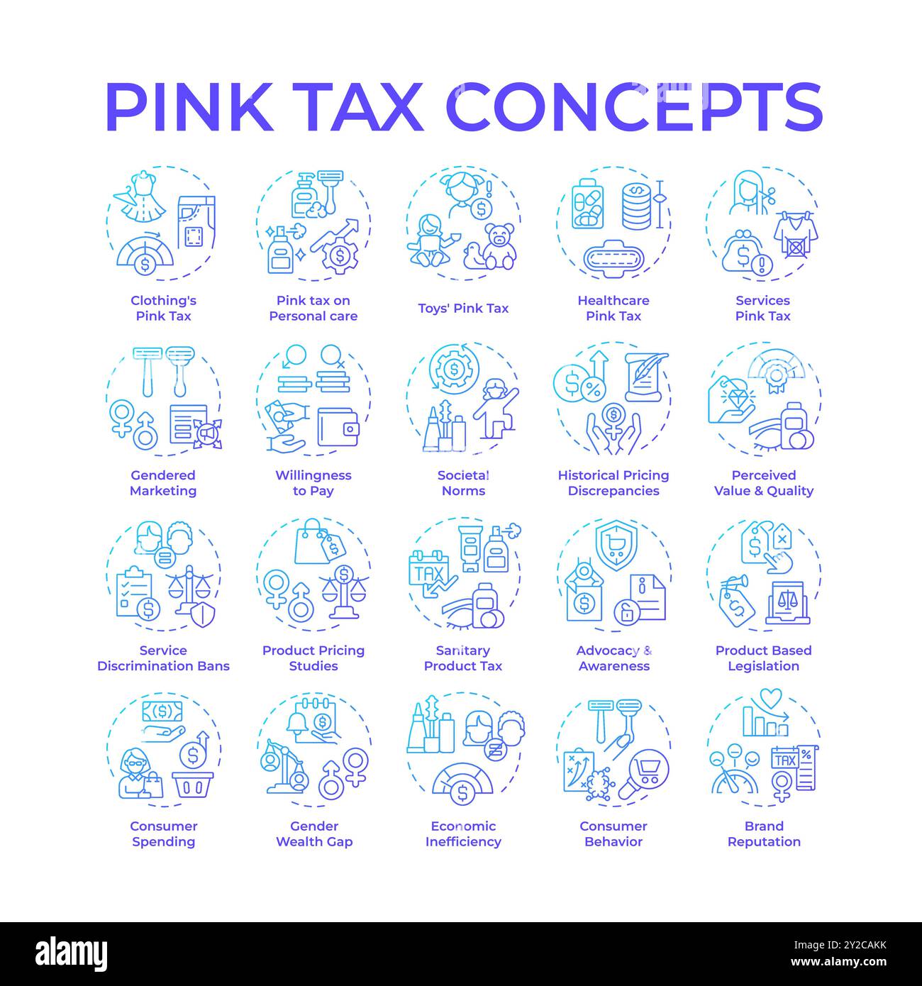 Pink tax blue gradient concept icons Stock Vector Image & Art - Alamy