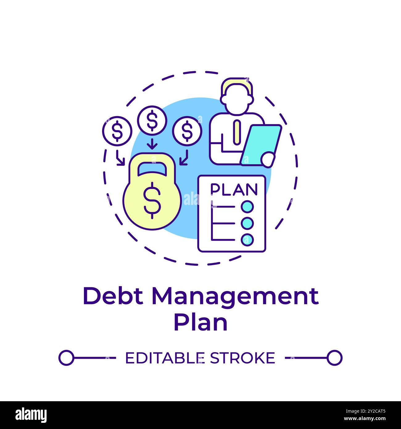 Debt management plan multi color concept icon Stock Vector Image & Art ...