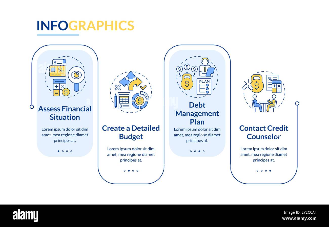 Debt management plan rectangle infographic vector Stock Vector Image ...
