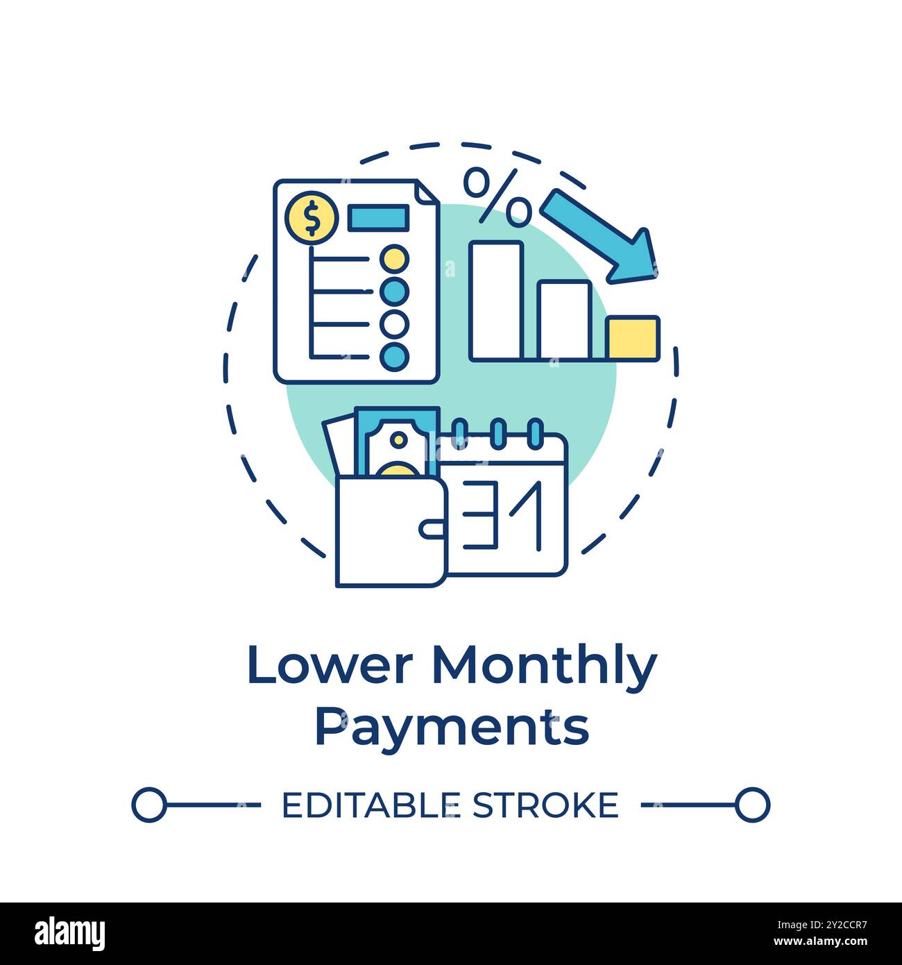 Lower monthly payments multi color concept icon Stock Vector Image ...