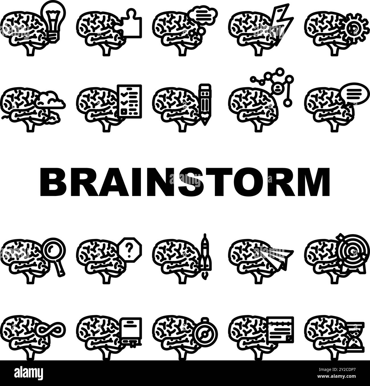 brainstorm ideas creativity icons set vector Stock Vector Image & Art ...