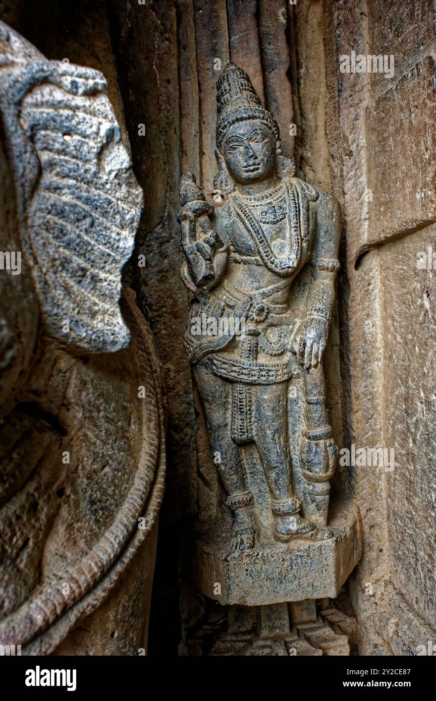 Dwarpal a guard carved in stone at Kopeshwar Shiva Temple at Khidrapur ...