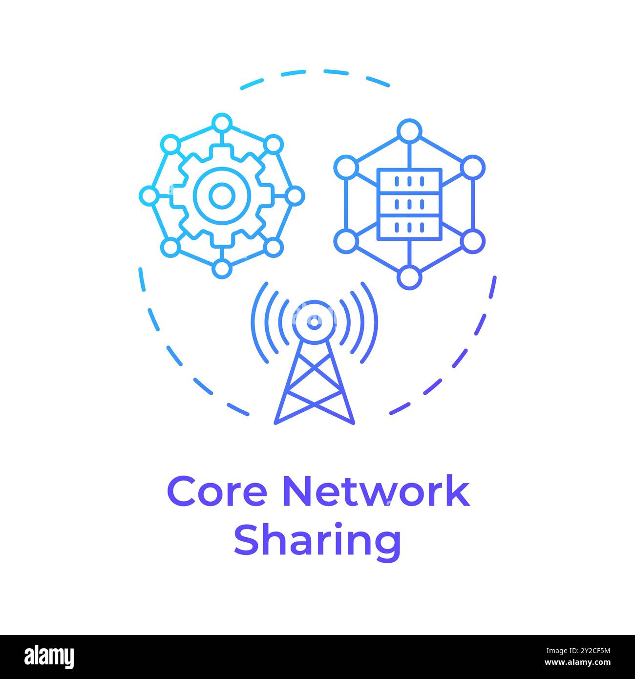 Core network sharing blue gradient concept icon Stock Vector Image ...