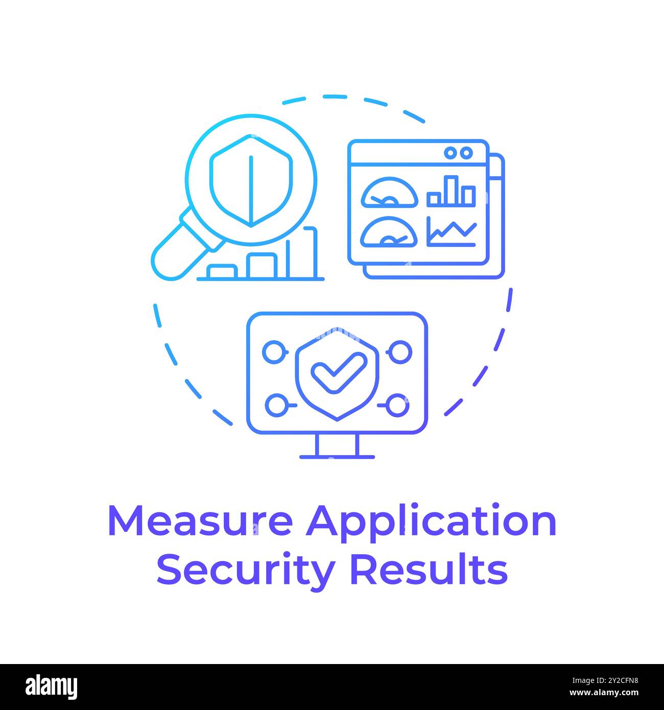 Measure application security results blue gradient concept icon Stock ...