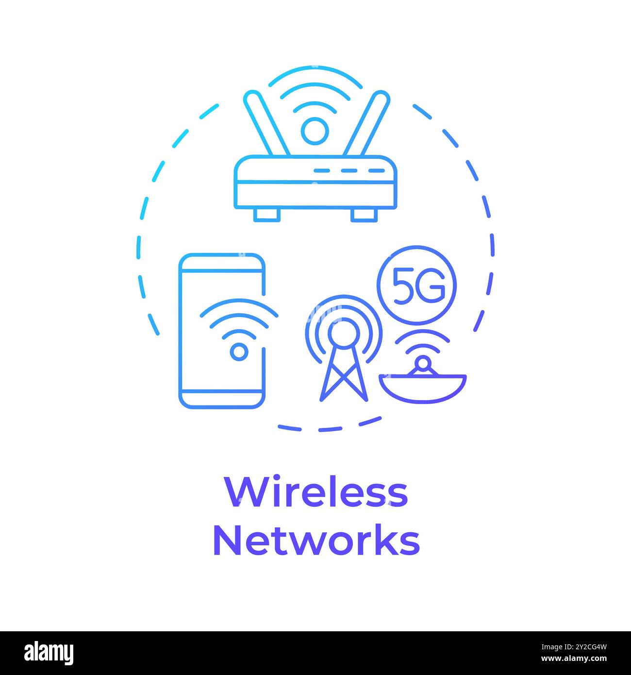 Wireless networks blue gradient concept icon Stock Vector Image & Art ...