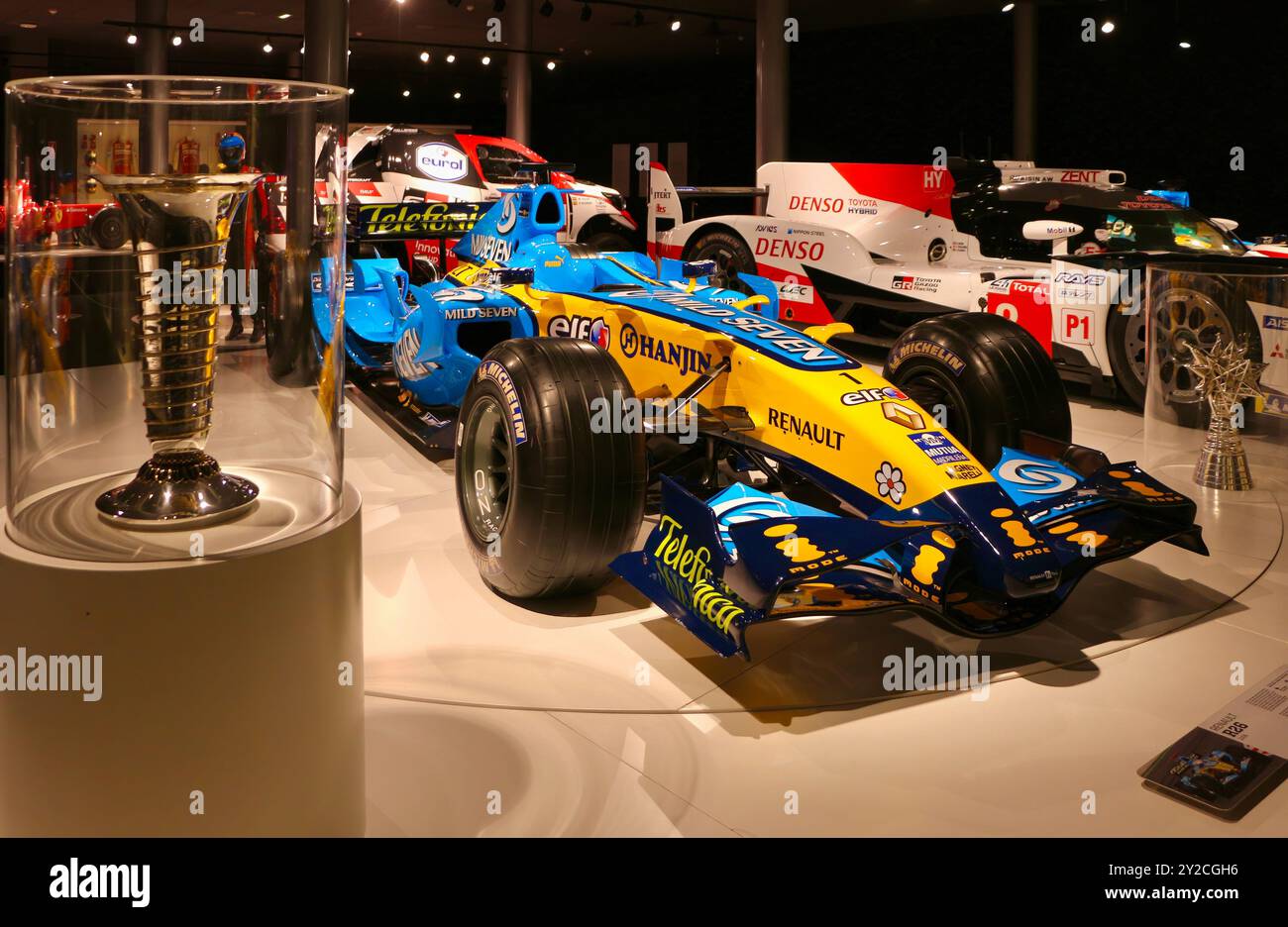 World Championship winners cup and winning Renault R25 Formula 1 car of ...