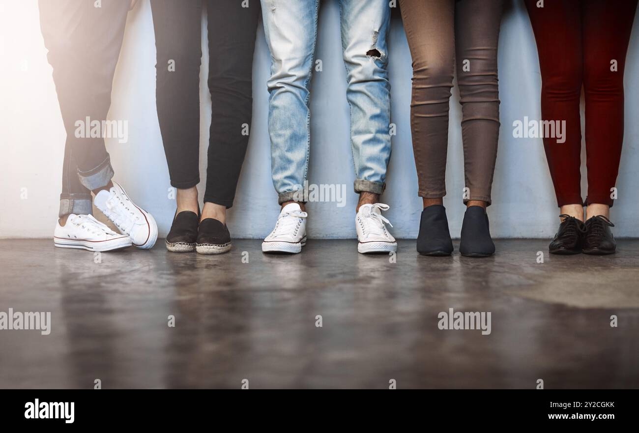 Business people, legs and waiting room for interview, job opportunity ...