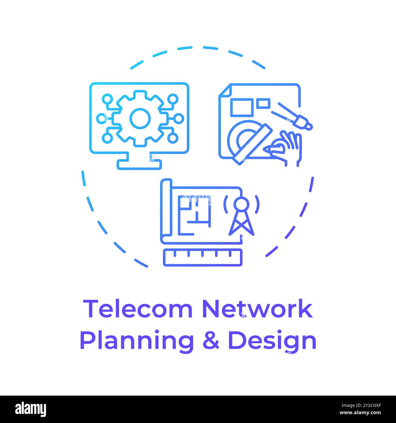 Telecom network planning and design blue gradient concept icon Stock ...
