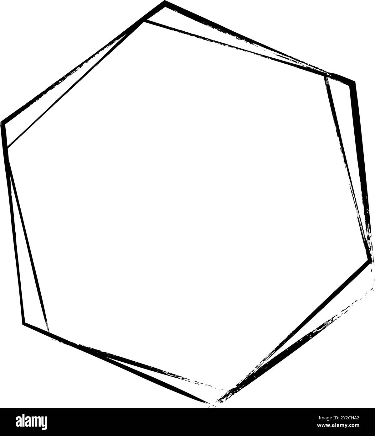 Hexagon grunge texture element frame border shape icon for decorative vintage doodle for design ...