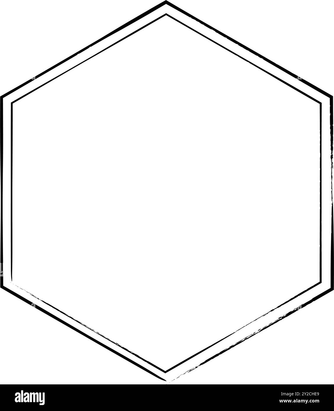 Hexagon grunge texture element frame border shape icon for decorative vintage doodle for design ...