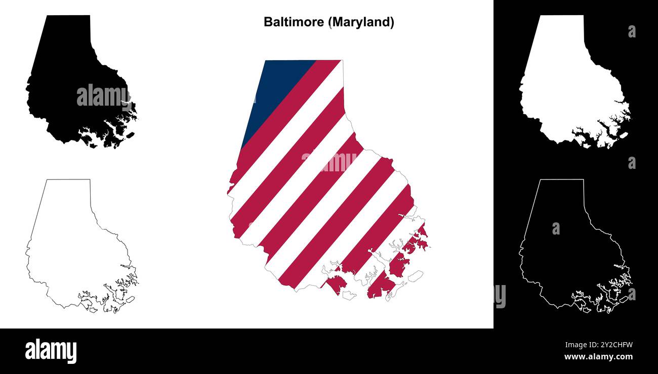 Baltimore County (Maryland) outline map set Stock Vector Image & Art ...
