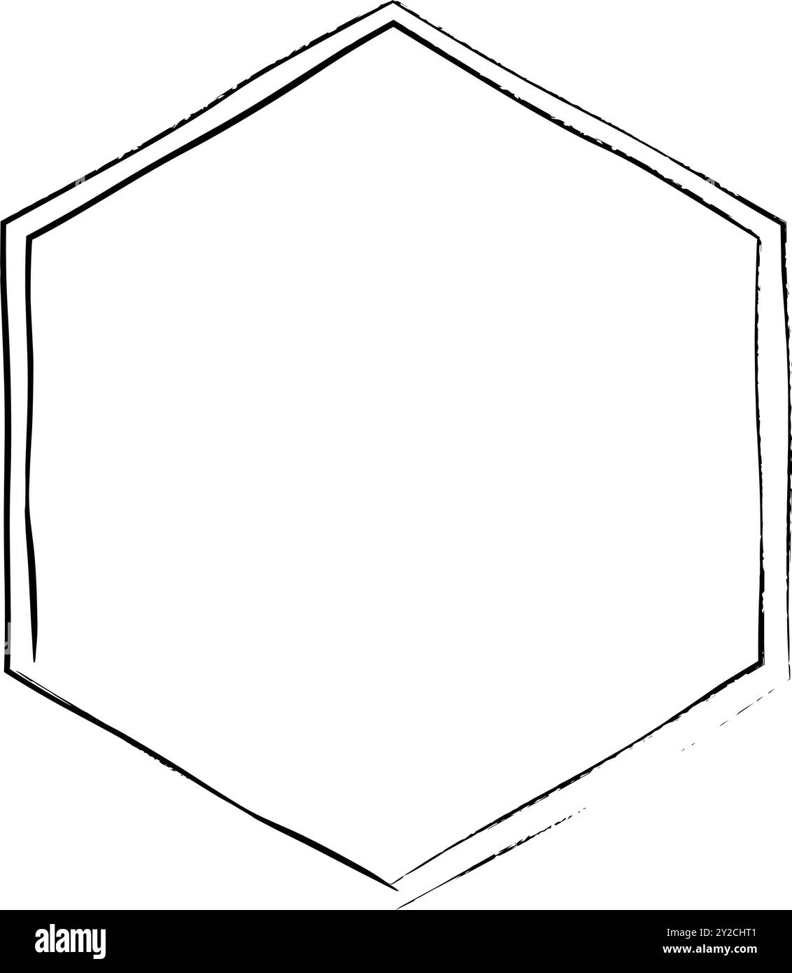 Hexagon grunge texture element frame border shape icon for decorative vintage doodle for design ...