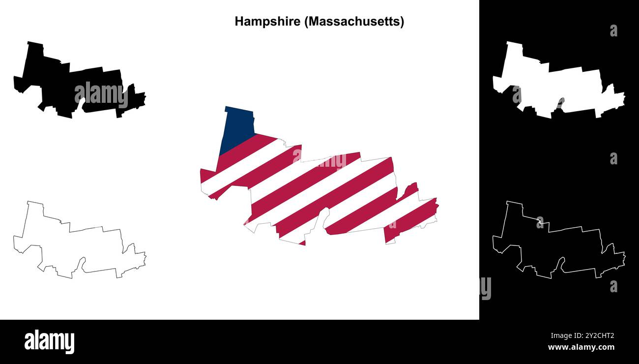 Hampshire County (Massachusetts) outline map set Stock Vector Image ...