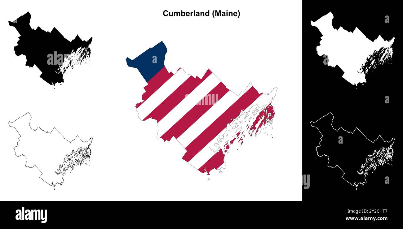 Cumberland County (Maine) outline map set Stock Vector Image & Art - Alamy