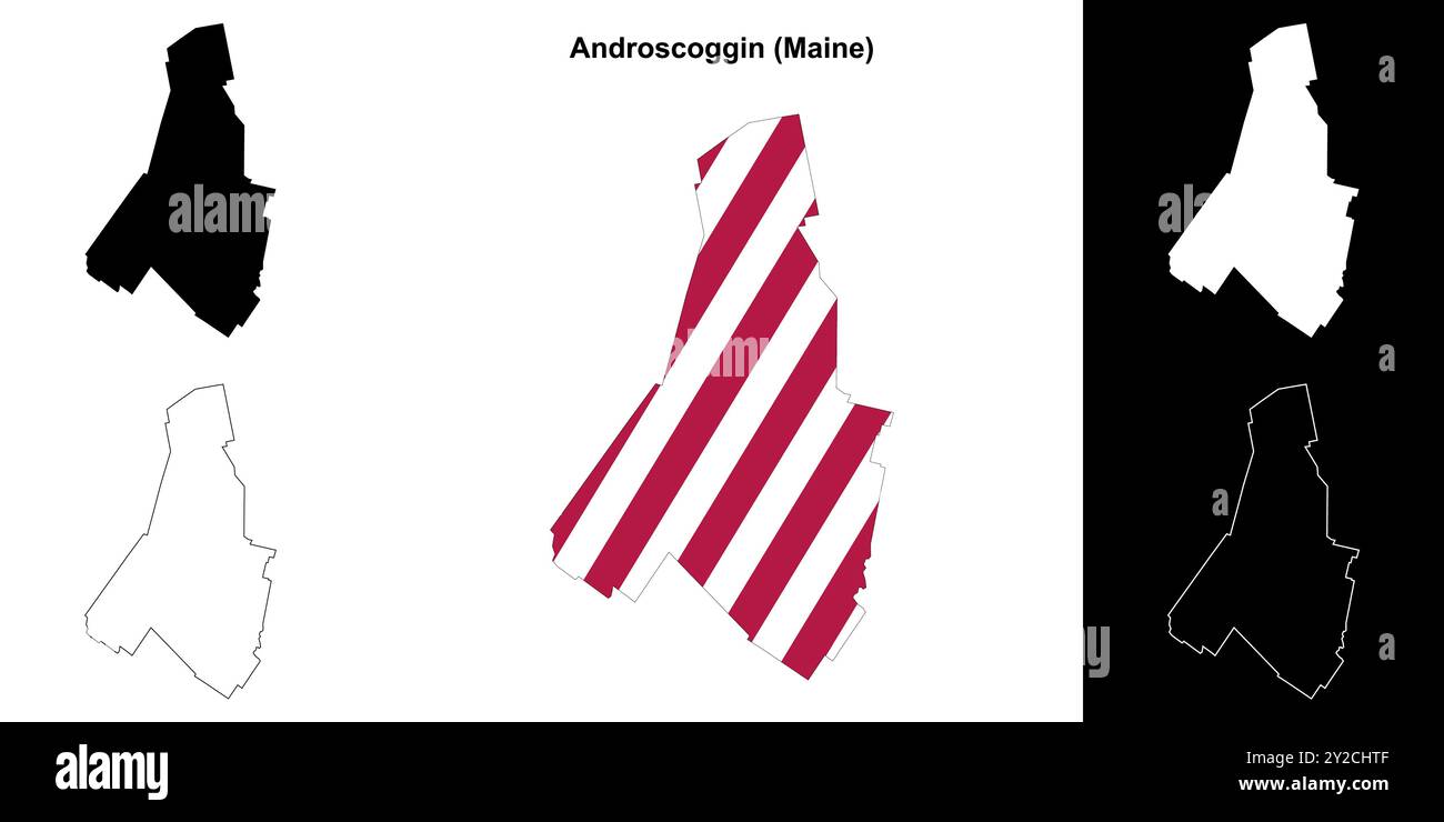 Androscoggin County (Maine) outline map set Stock Vector Image & Art ...