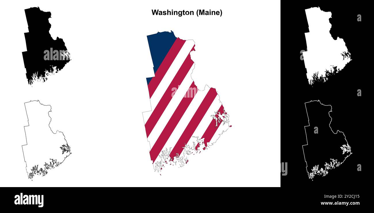 Washington County (Maine) outline map set Stock Vector Image & Art - Alamy