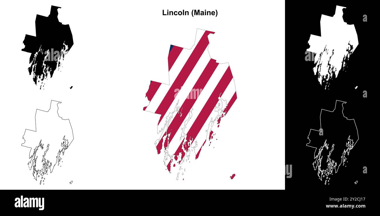 Lincoln County (Maine) outline map set Stock Vector Image & Art - Alamy