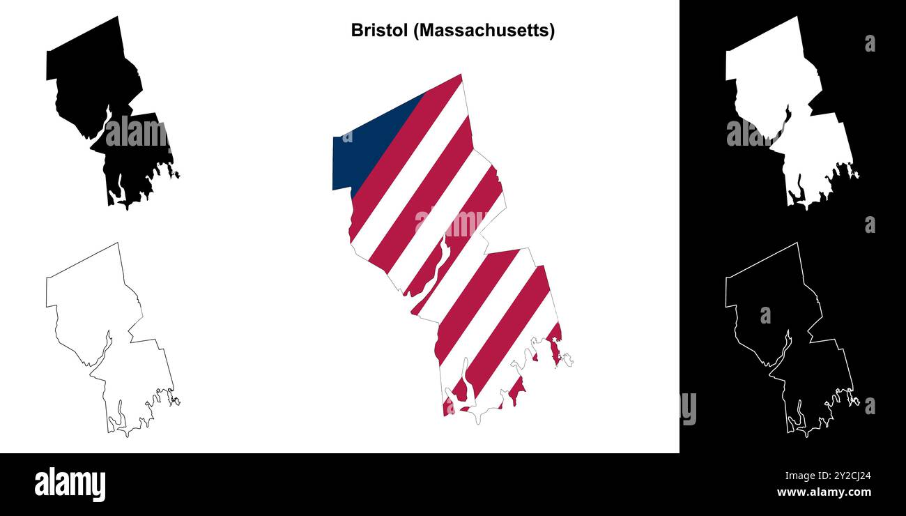 Bristol County (Massachusetts) outline map set Stock Vector Image & Art ...
