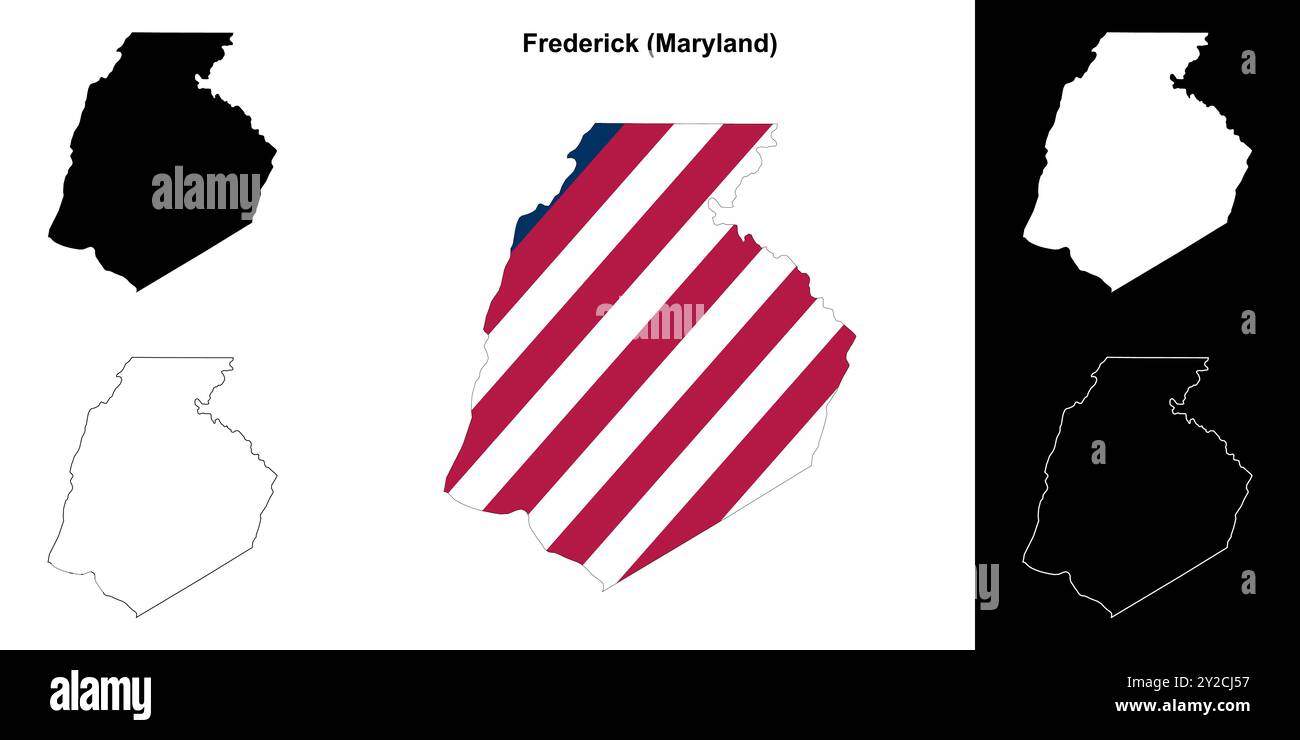 Frederick County (Maryland) outline map set Stock Vector Image & Art ...