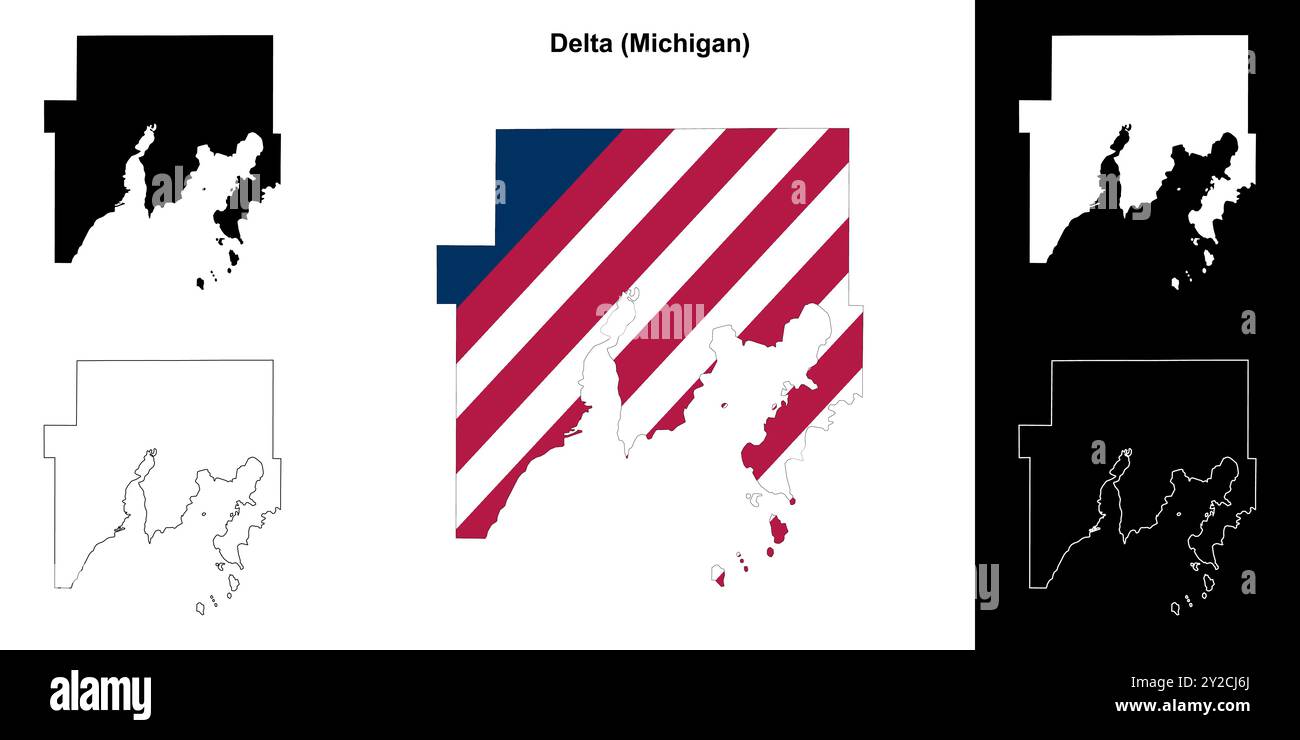 Delta County (Michigan) outline map set Stock Vector Image & Art - Alamy