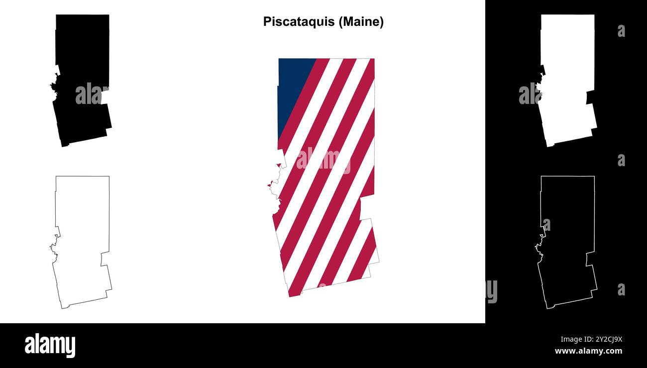 Piscataquis County (Maine) outline map set Stock Vector Image & Art - Alamy