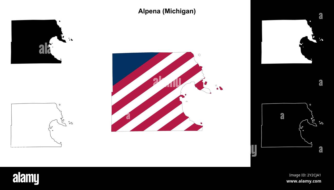 Alpena County (Michigan) outline map set Stock Vector Image & Art - Alamy