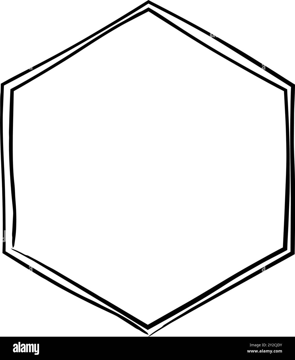 Hexagon grunge texture element frame border shape icon for decorative vintage doodle for design ...