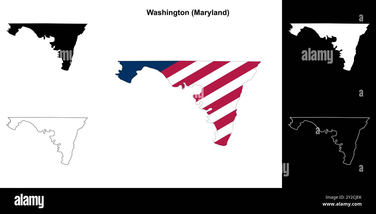 Washington County (Maryland) outline map set Stock Vector Image & Art ...