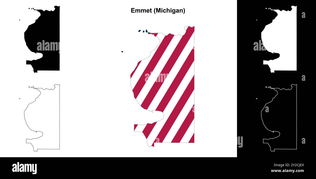 Emmet County (Michigan) outline map set Stock Vector Image & Art - Alamy