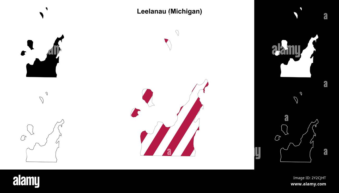 Leelanau County (Michigan) outline map set Stock Vector Image & Art - Alamy