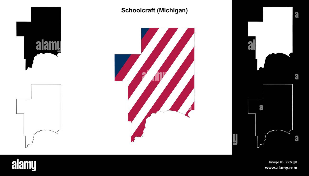 Schoolcraft County (Michigan) outline map set Stock Vector Image & Art ...