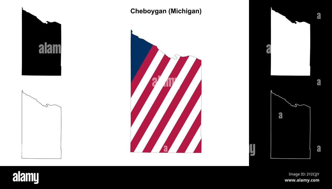 Cheboygan County (Michigan) outline map set Stock Vector Image & Art ...