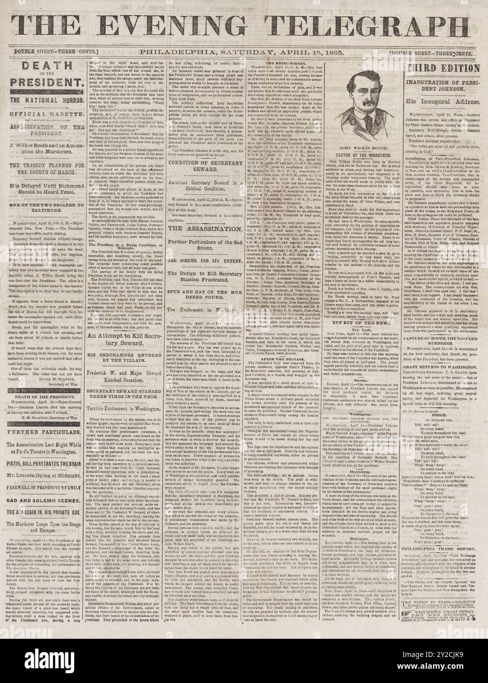 Newspaper - The Evening Telegraph front page the day after the ...