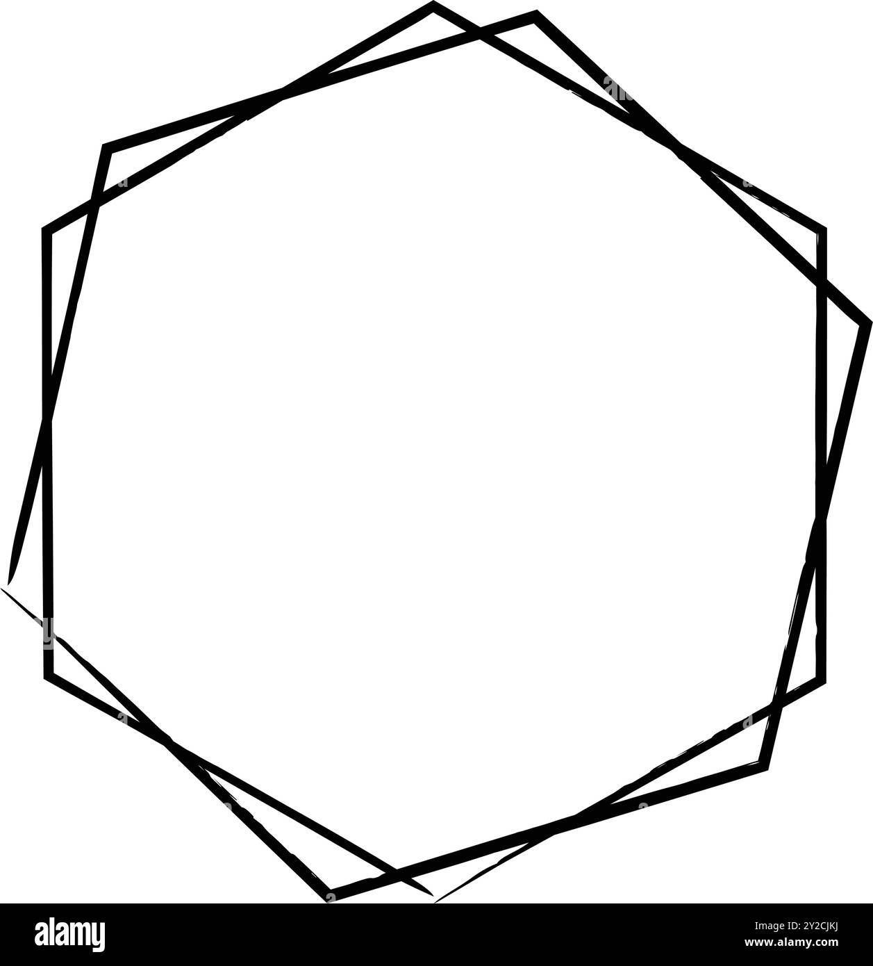 Hexagon grunge texture element frame border shape icon for decorative vintage doodle for design ...