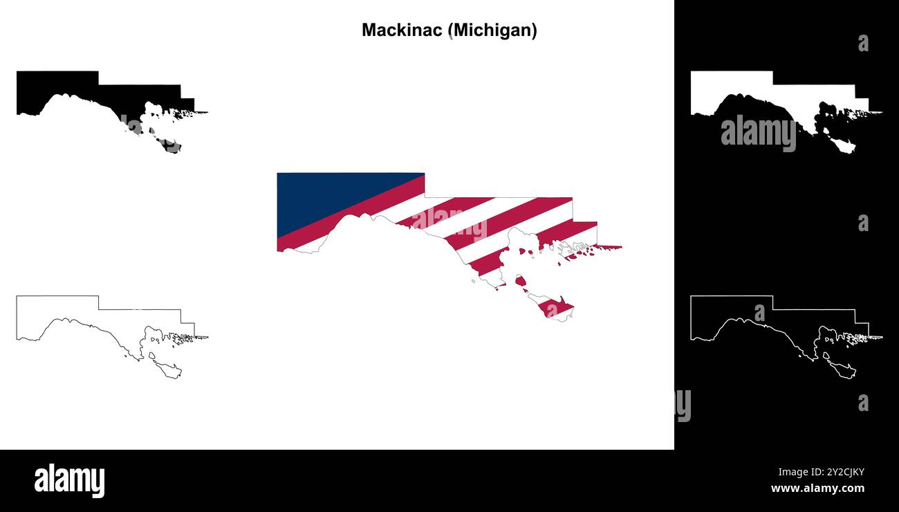 Mackinac County (Michigan) outline map set Stock Vector Image & Art - Alamy