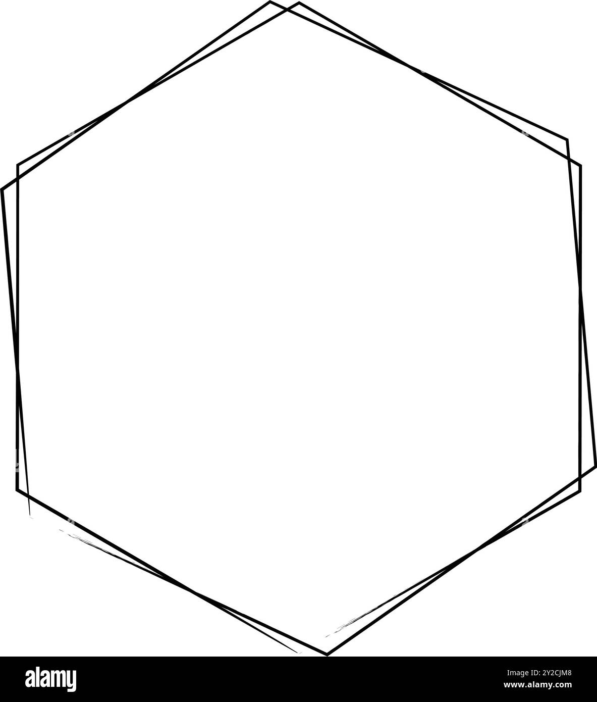 Hexagon grunge texture element frame border shape icon for decorative vintage doodle for design ...