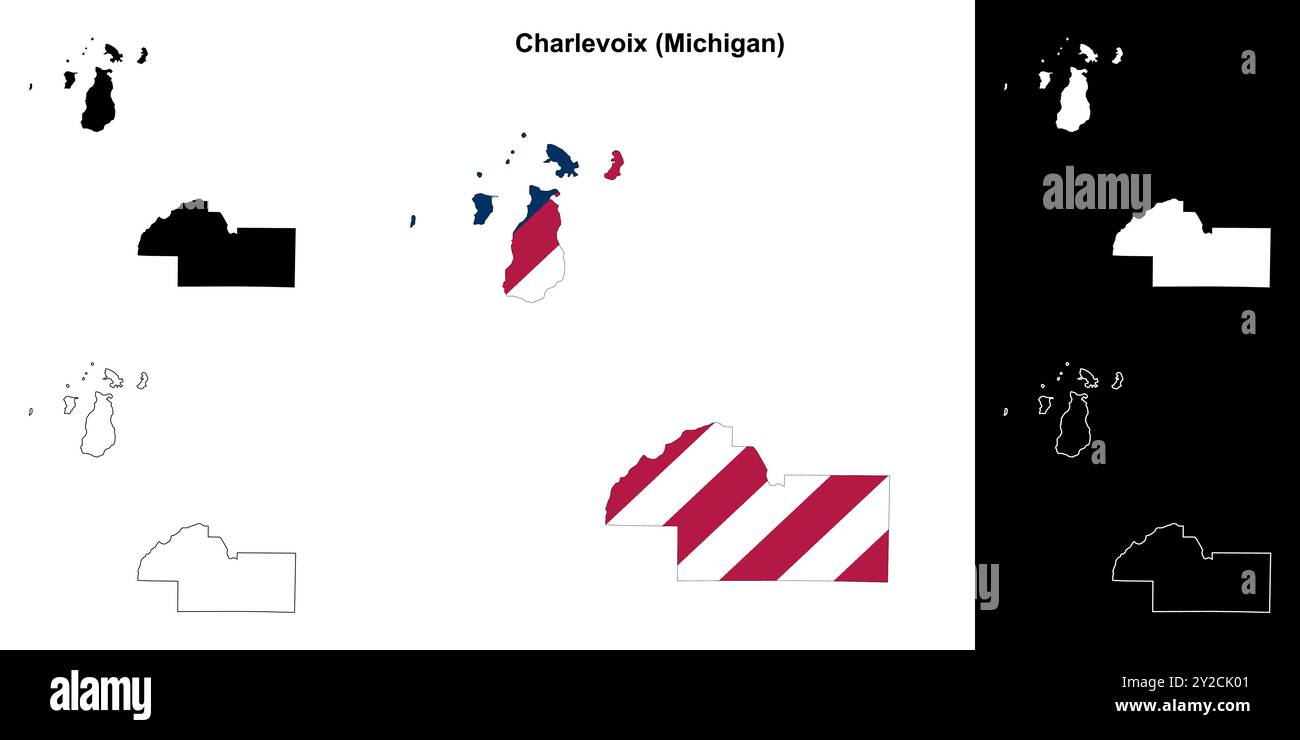 Charlevoix County (Michigan) outline map set Stock Vector Image & Art ...