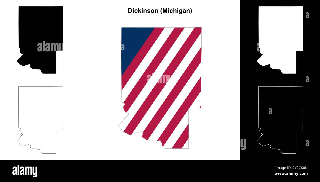 Dickinson County (Michigan) outline map set Stock Vector Image & Art ...
