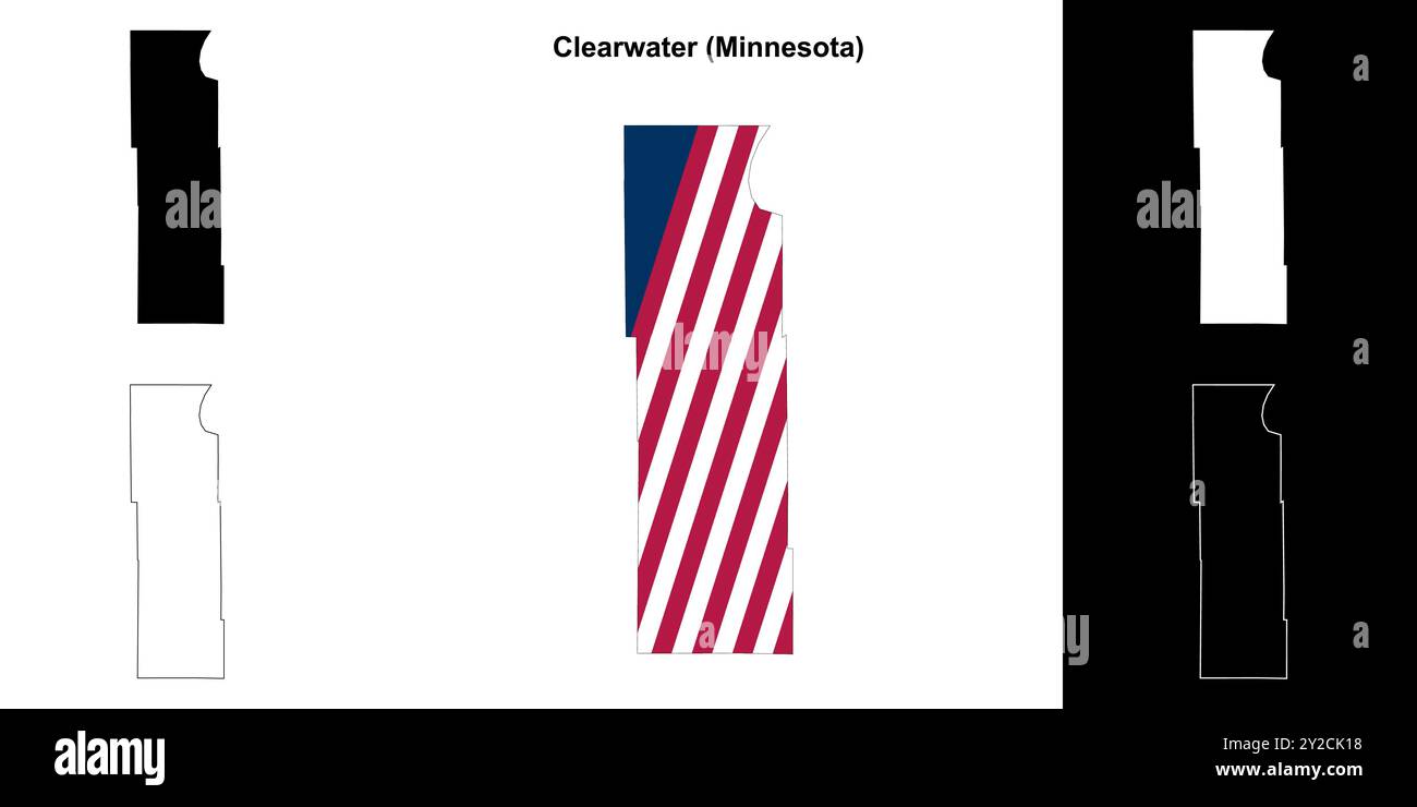 Clearwater County (Minnesota) outline map set Stock Vector Image & Art ...
