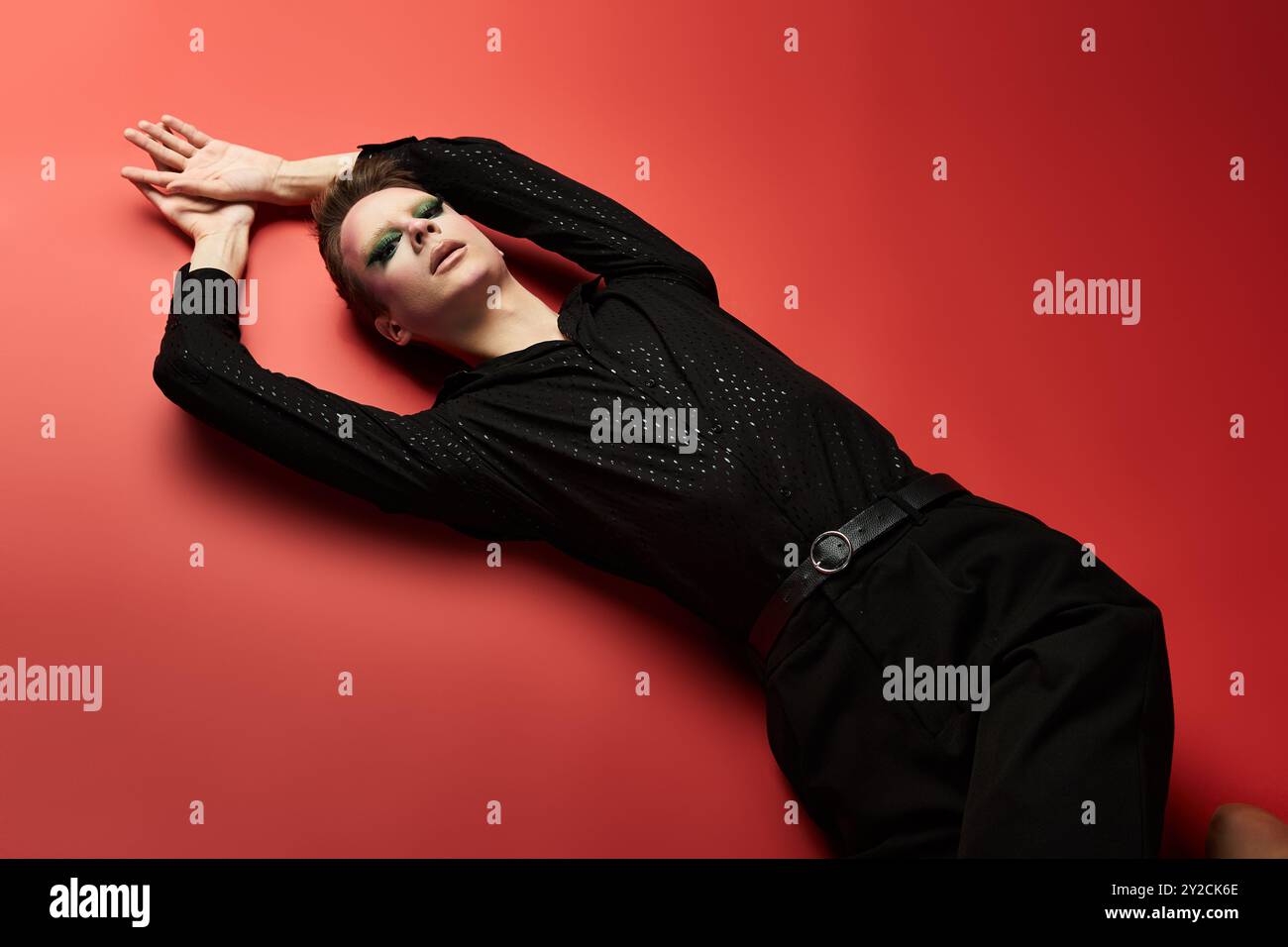 Dynamic pose of a stylish drag artist exuding confidence and creativity ...