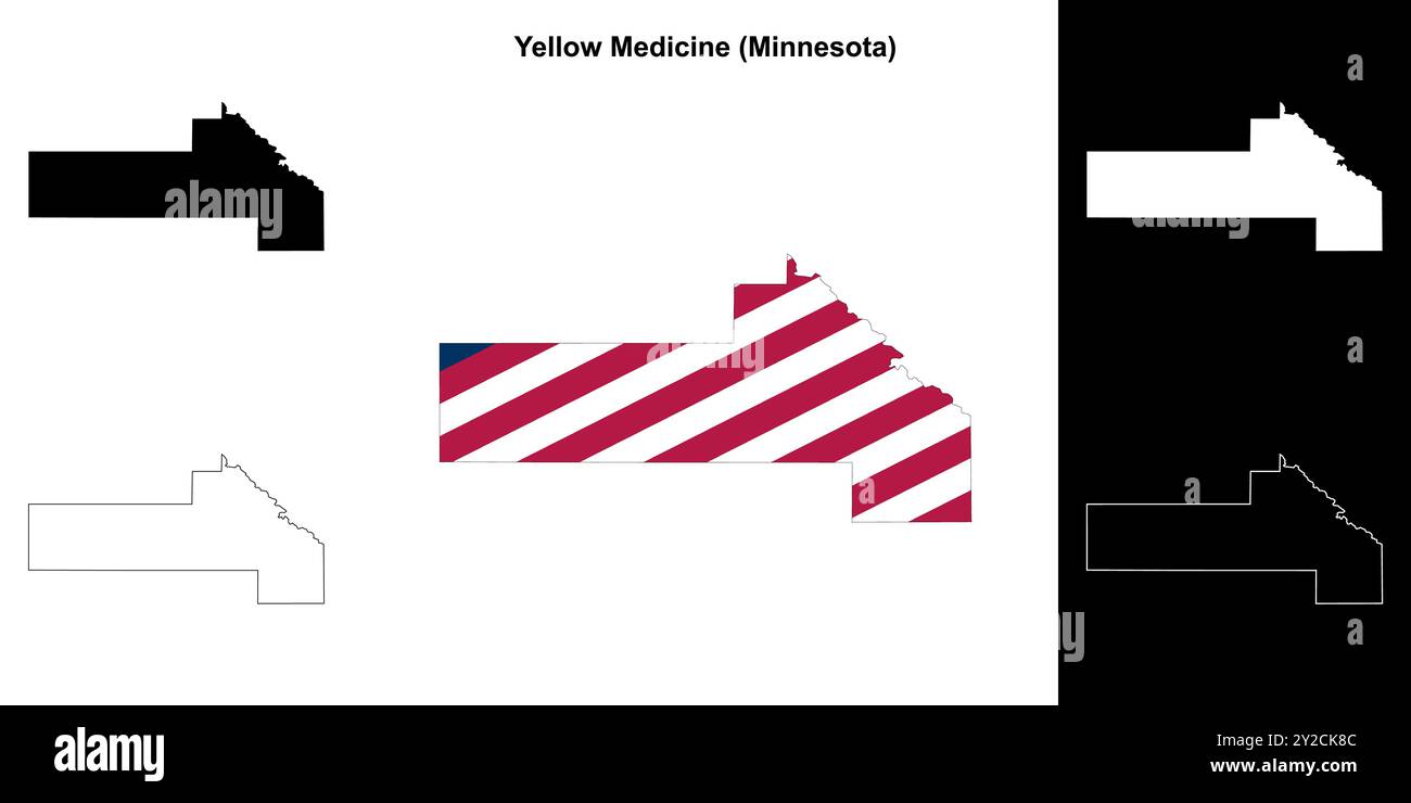 Yellow Medicine County (Minnesota) outline map set Stock Vector Image ...