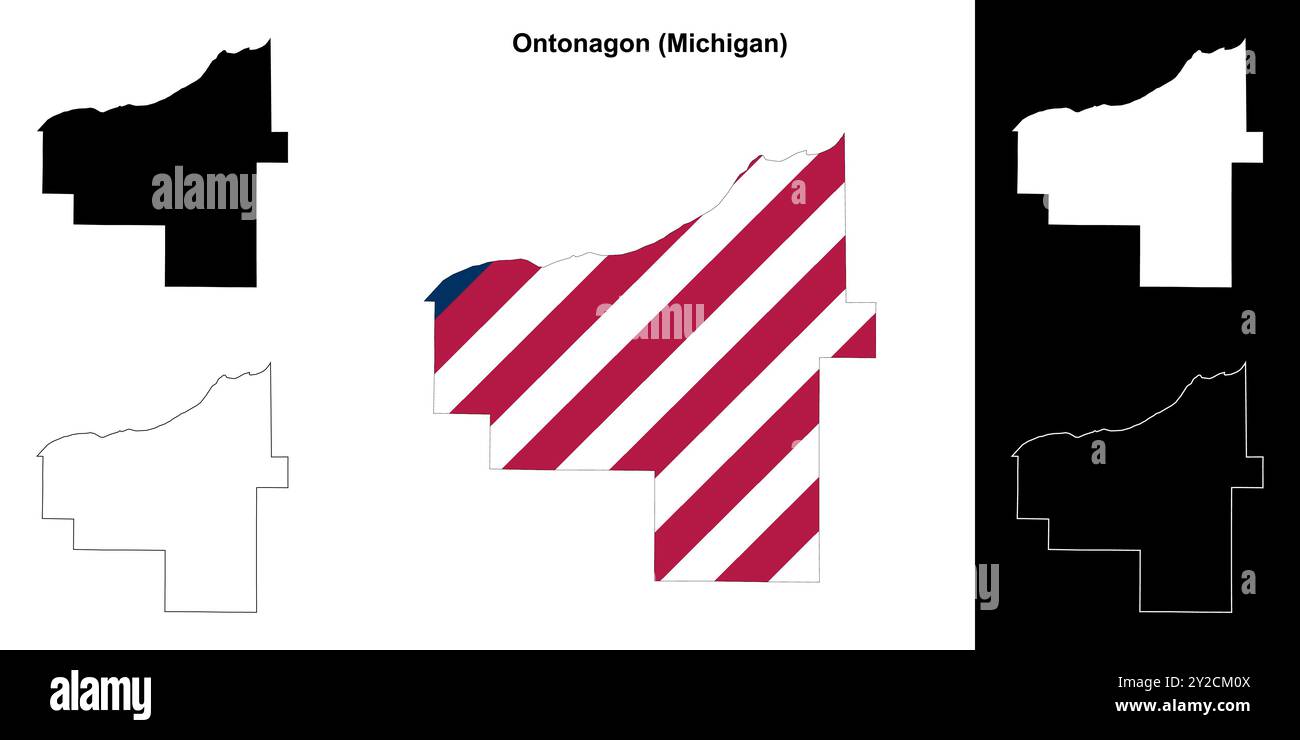 Ontonagon County (Michigan) outline map set Stock Vector Image & Art ...