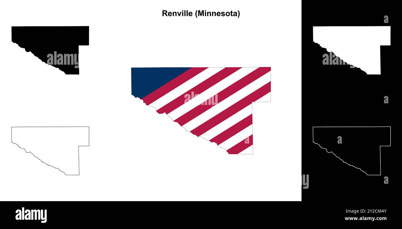Renville County (Minnesota) outline map set Stock Vector Image & Art ...