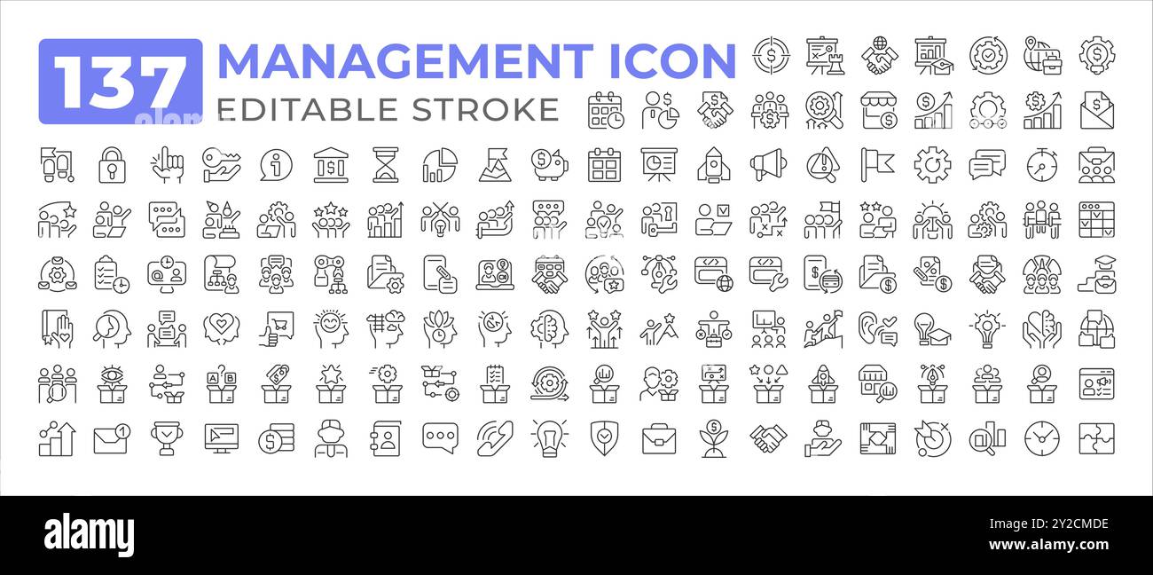 Management line icons big set Stock Vector Image & Art - Alamy