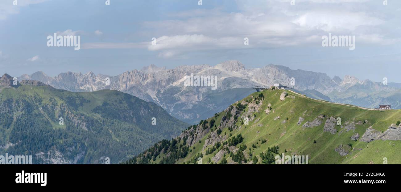 panoramic landscape with Belvedere mountain shelter and Col de Rossi ...