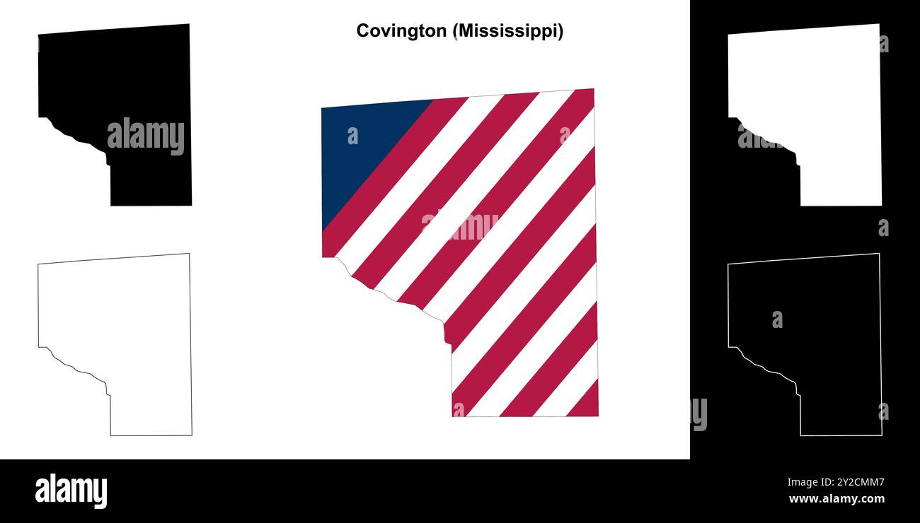 Covington County (Mississippi) outline map set Stock Vector Image & Art ...