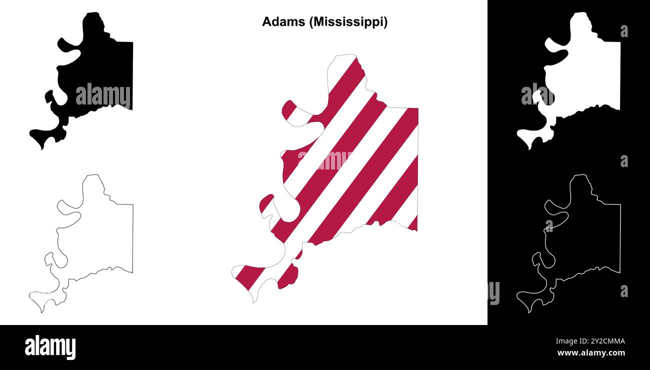 Adams County (Mississippi) outline map set Stock Vector Image & Art - Alamy