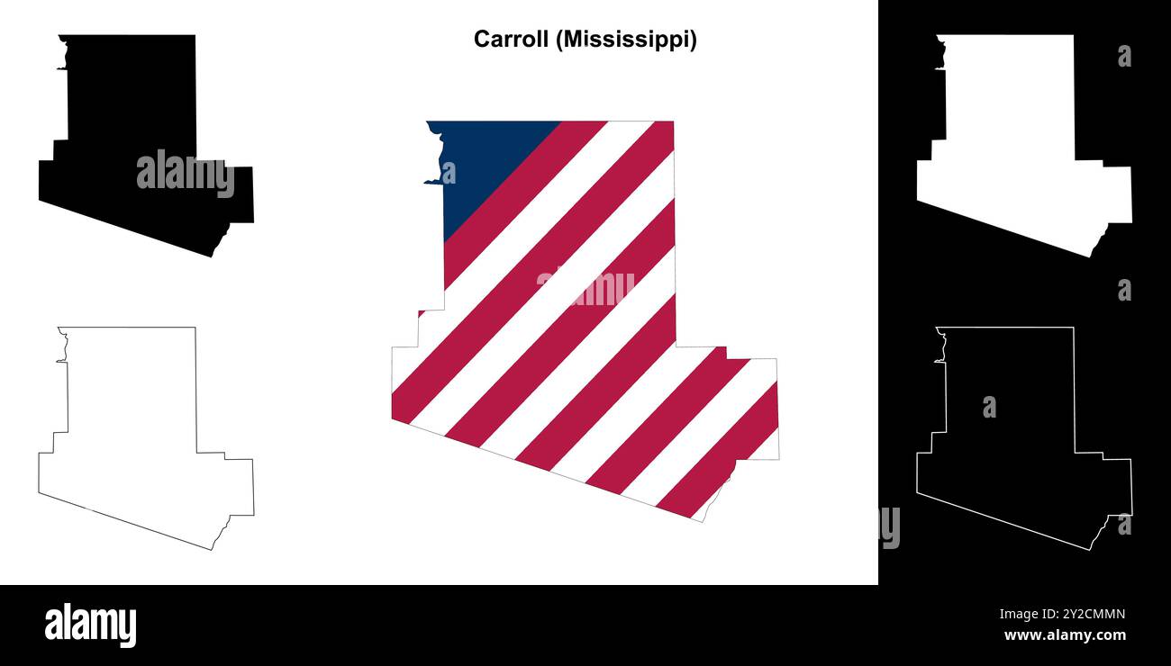Carroll County (Mississippi) outline map set Stock Vector Image & Art ...